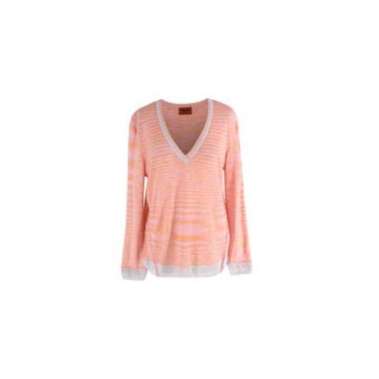 Peach Striped V-Jumper For Sale at 1stDibs
