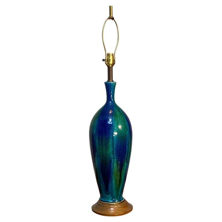 Peacock Colours Large Table Lamp For Sale at 1stDibs