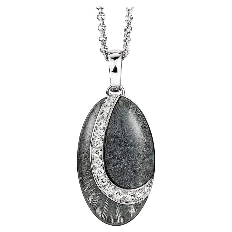 Peacock Locket 18k White Gold With Light Grey Enamel 16 Diamonds 0.28 ...