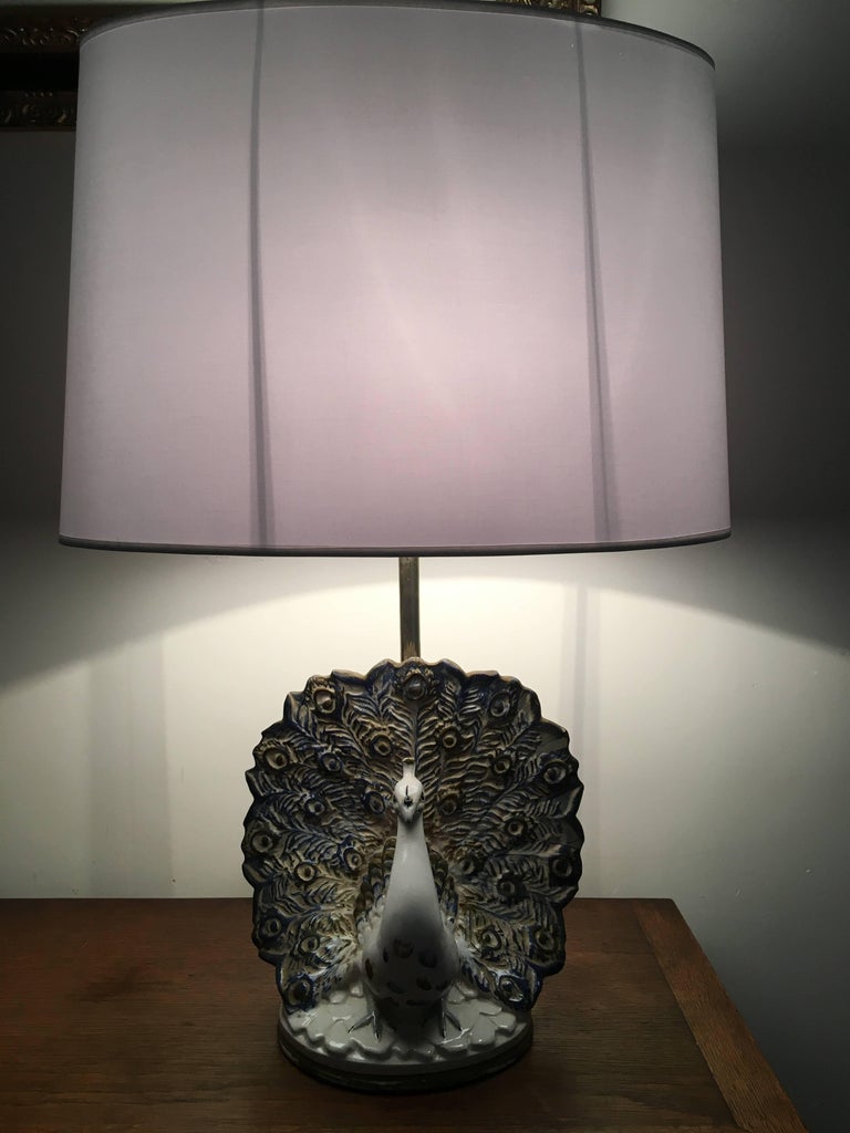 Peacock Table Lamp in Ceramic For Sale at 1stDibs