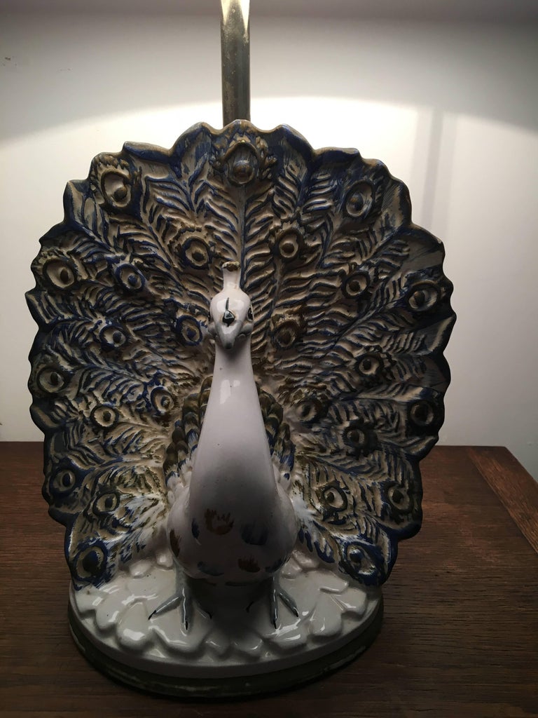 Peacock Table Lamp in Ceramic For Sale at 1stDibs