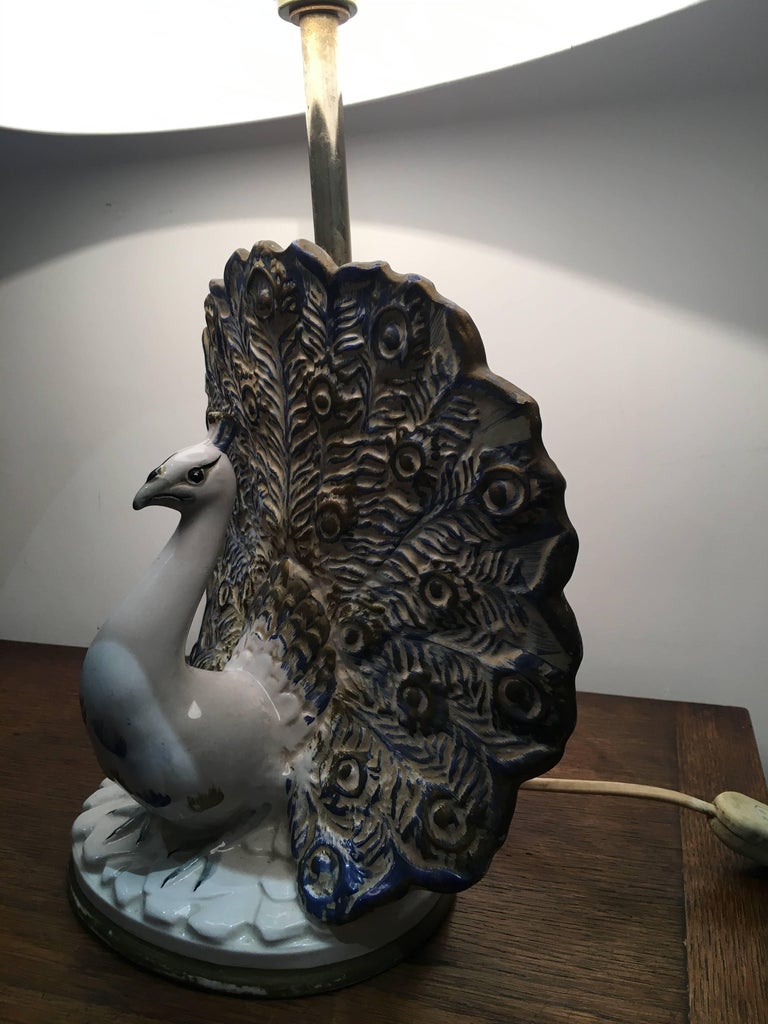 Peacock Table Lamp in Ceramic For Sale at 1stDibs