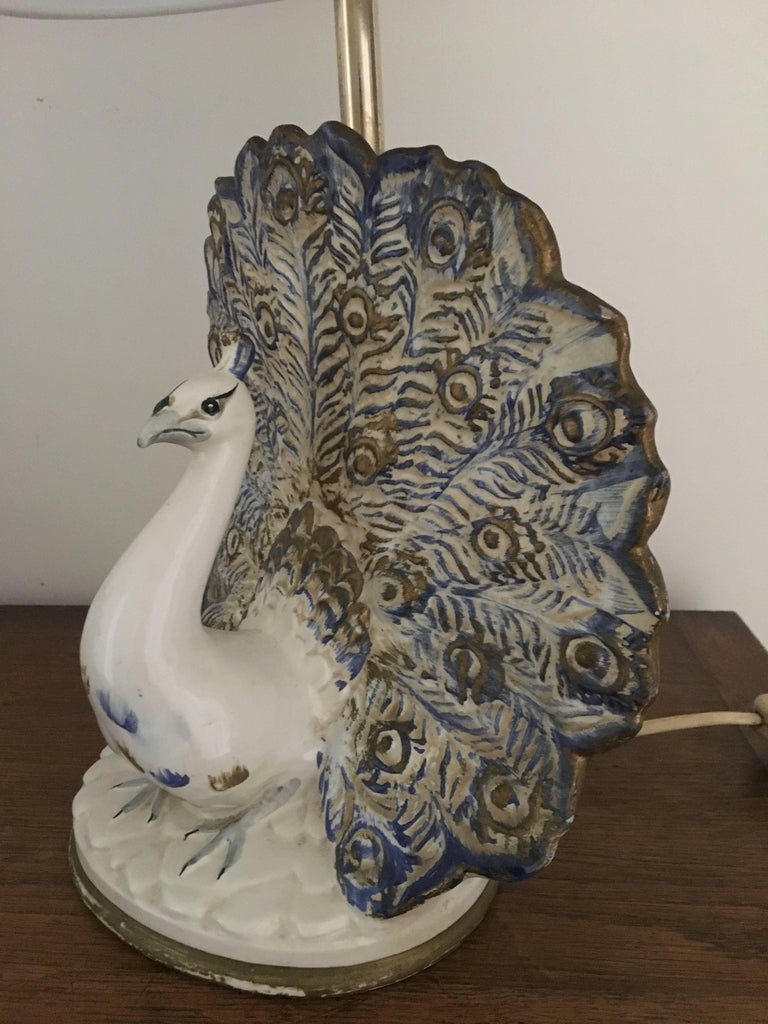 Peacock Table Lamp in Ceramic For Sale at 1stDibs