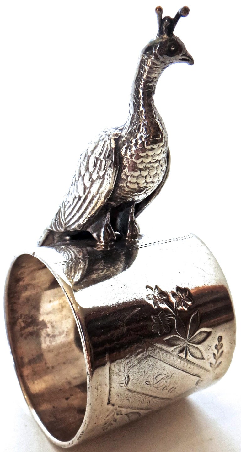 Peacock Theme Victorian Silver Plated Napkin Ring Meriden Britannia Co ...