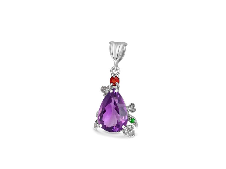 Pear Amethyst Pendant For Sale at 1stDibs