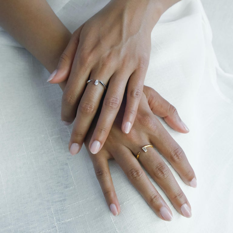 Customizable GIA Certified 0.22 Carat Pear-Cut White Diamond 18k White ...