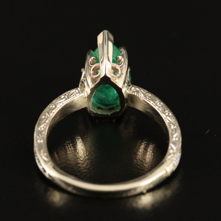 Customizable Pear Cut Emerald Diamond Engagement Ring Minimalist ...