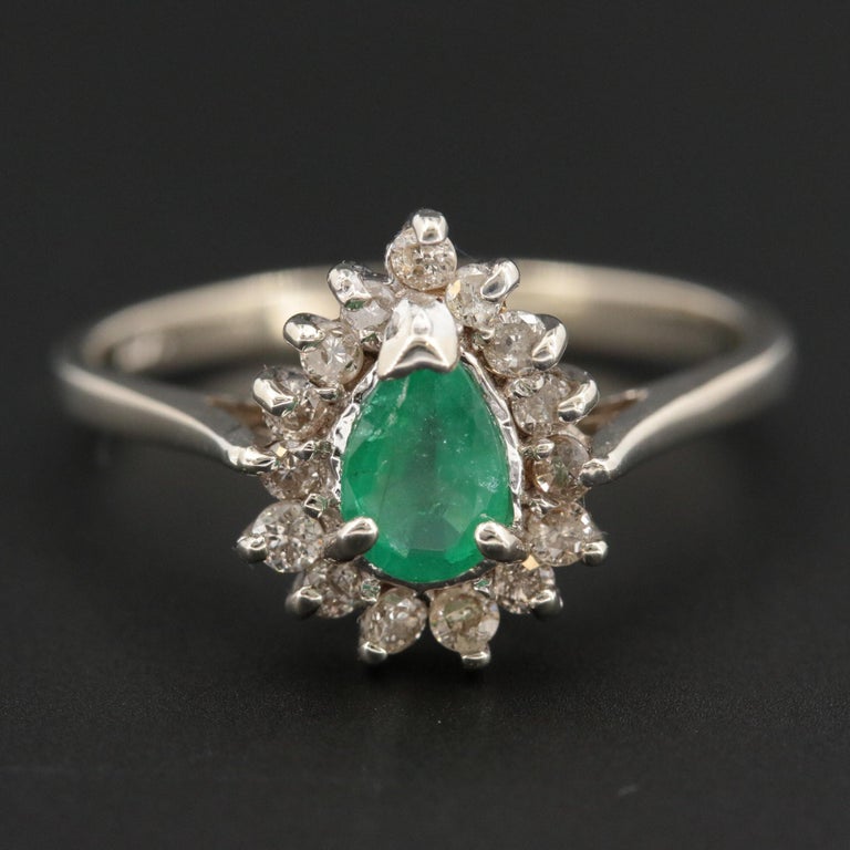 Customizable Pear Cut Emerald Engagement Ring, Antique Emerald Wedding ...