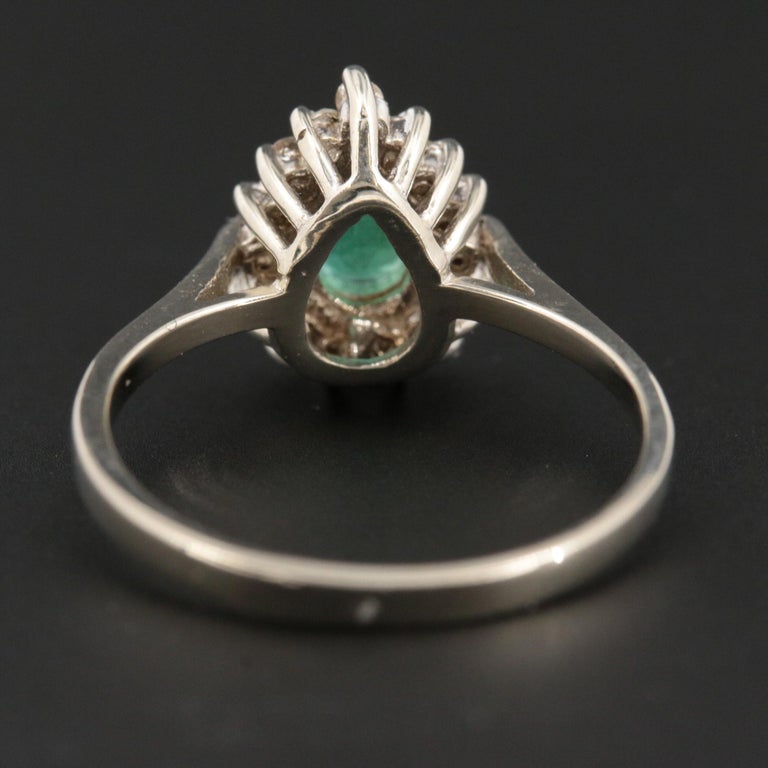Customizable Pear Cut Emerald Engagement Ring, Antique Emerald Wedding ...