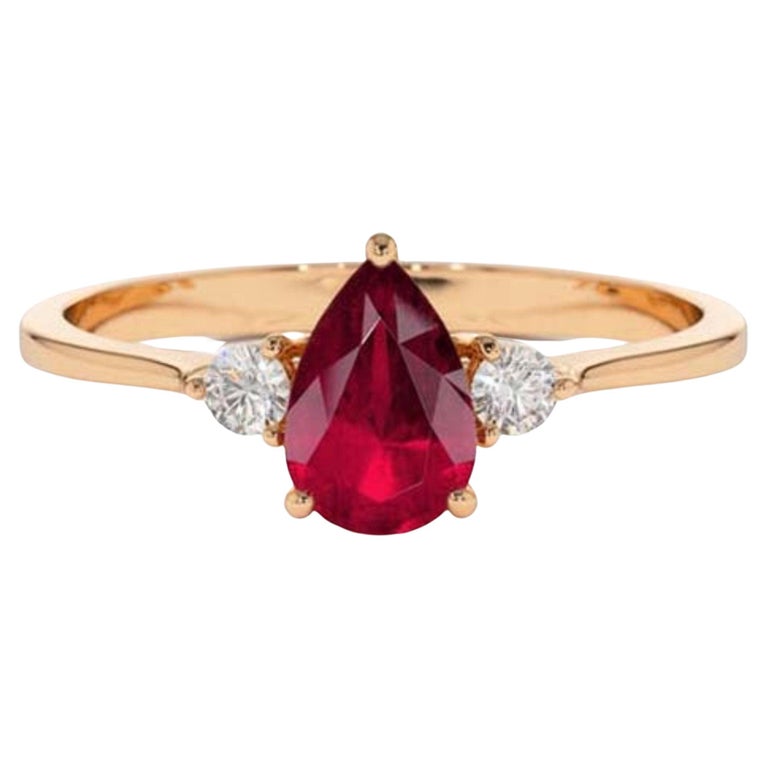 Customizable Pear Cut Rose Gold Ruby Engagement Ring for Her Antique ...