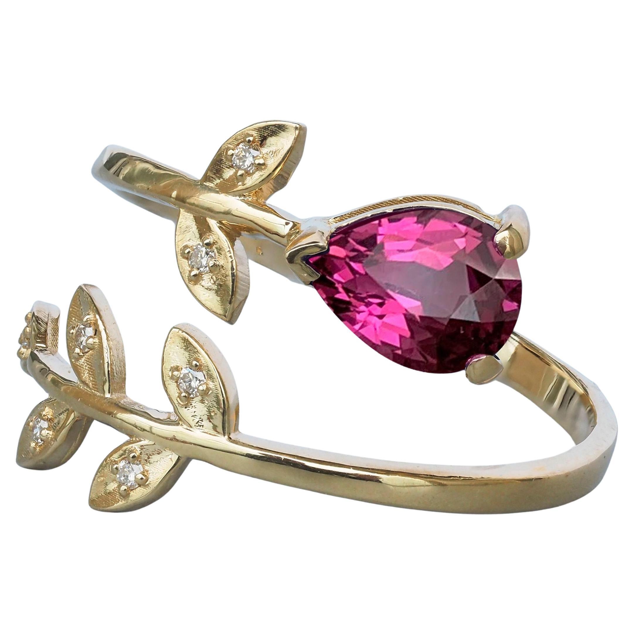 Customizable Oval Garnet 14k gold ring For Sale at 1stDibs