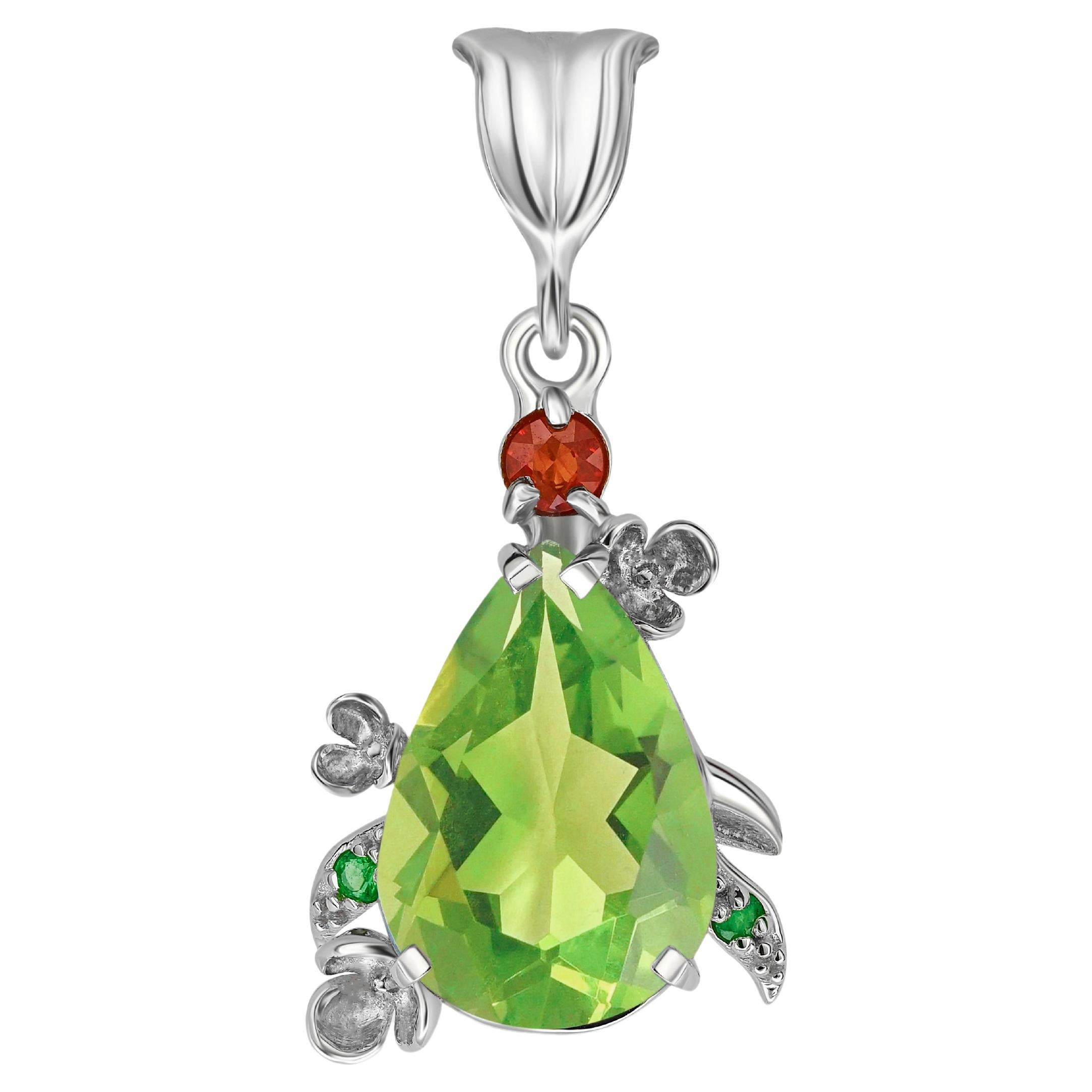 New African Green Apple Concave Oval 34.50 Ct Peridot Sterling Pendant ...