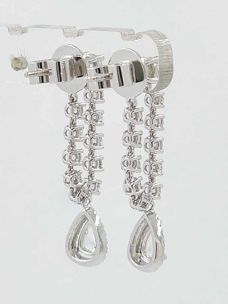 Pear Rosecut diamond Loop Earrings in 18 Karat White Gold For Sale at ...