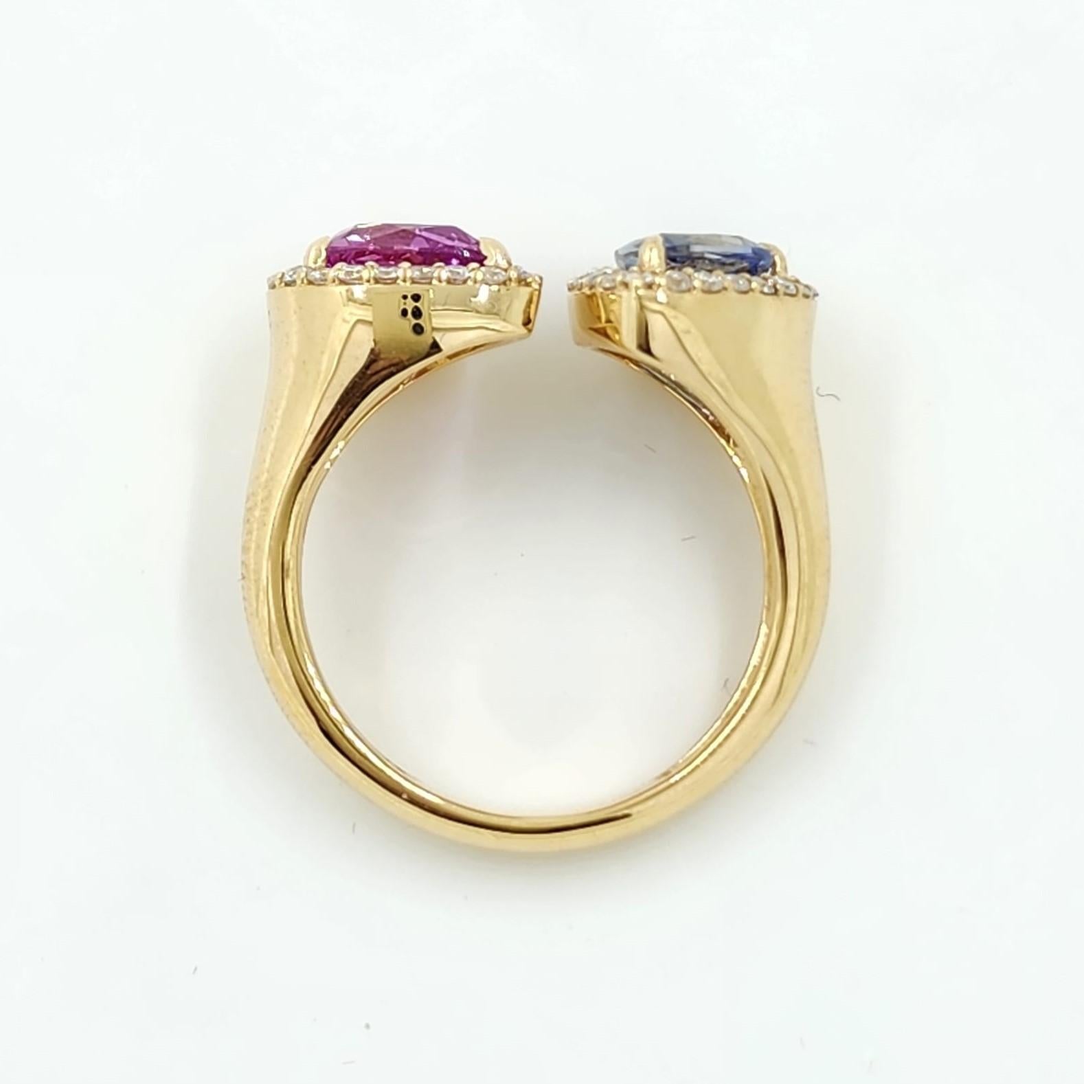Pear Shape 2.61ct Pink Sapphire and Diamond Toi Et Moi Ring in 18k ...