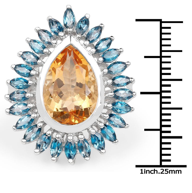 Pear Shape Citrine and London Blue Topaz Total 7.50 Carats Cocktail ...