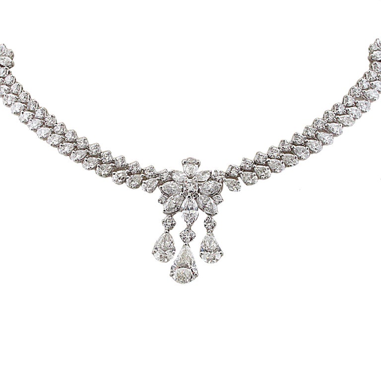 Pear Shape Diamond Drop Necklace, Platinum with Almost 40 Carat For ...
