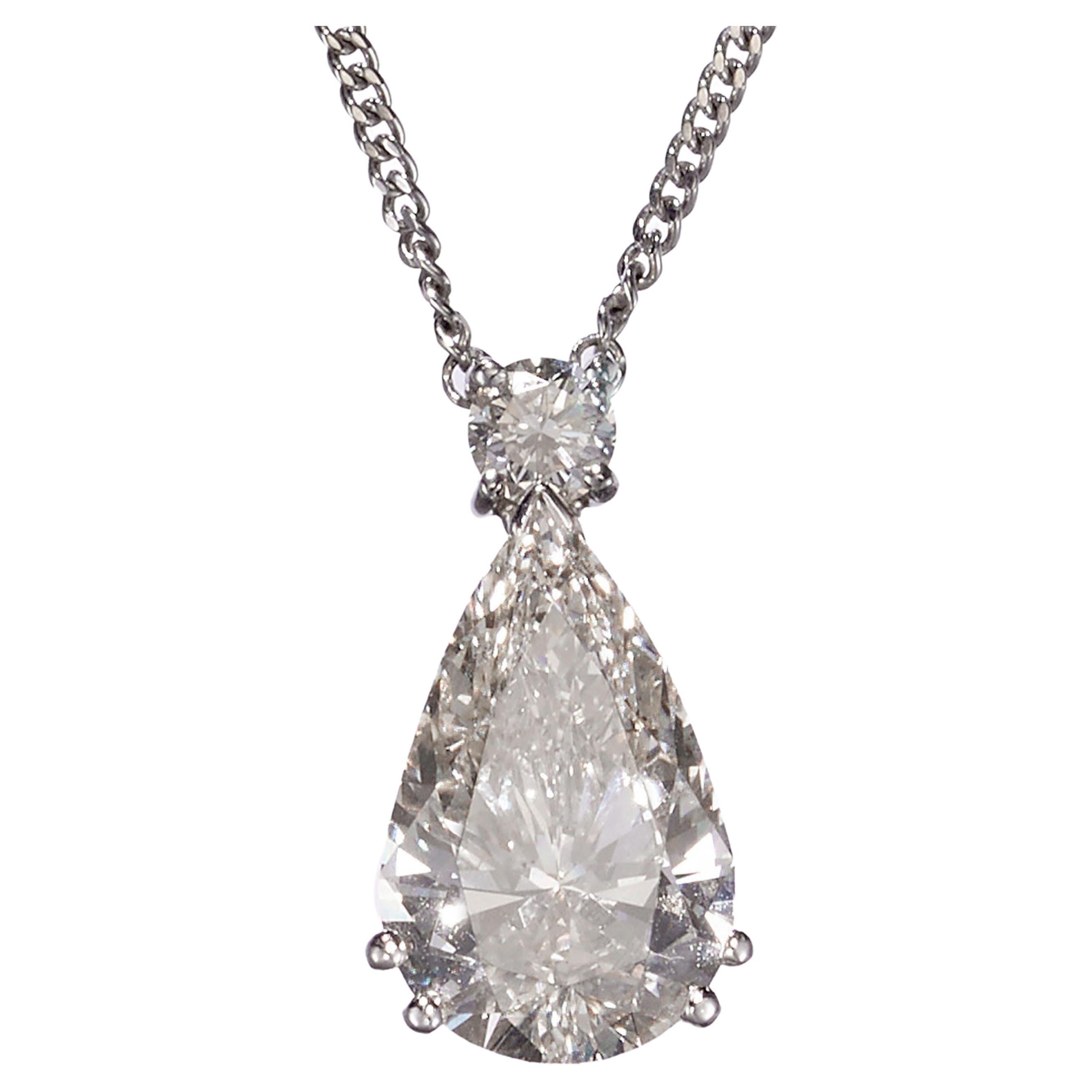 Pear Shape Diamond Pendant, 4.60 Carats, Hallmarked 1993 For Sale at ...