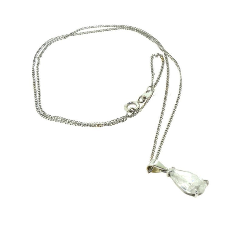 Pear Shape Diamond Pendant Drop Necklace White Gold For Sale at 1stDibs