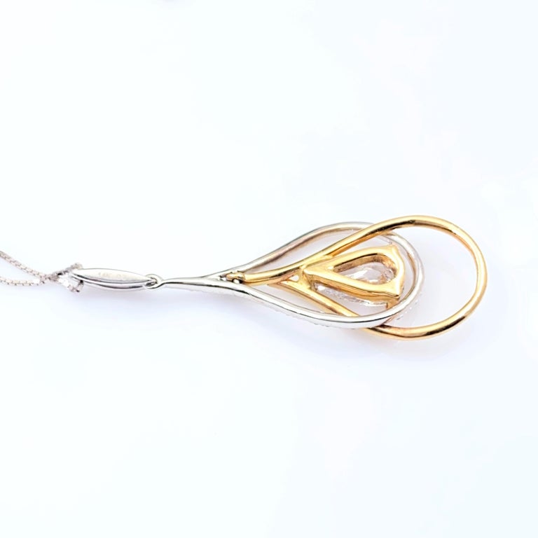 Pear Shape Diamond Tear Drop Pendant Necklace 14 Karat White Yellow ...