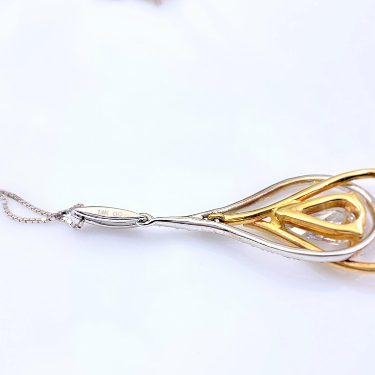 Pear Shape Diamond Tear Drop Pendant Necklace 14 Karat White Yellow ...