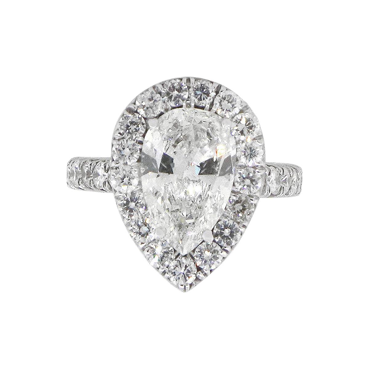 Pear Shape GIA Diamond Halo Ring For Sale (Free Shipping) at 1stDibs