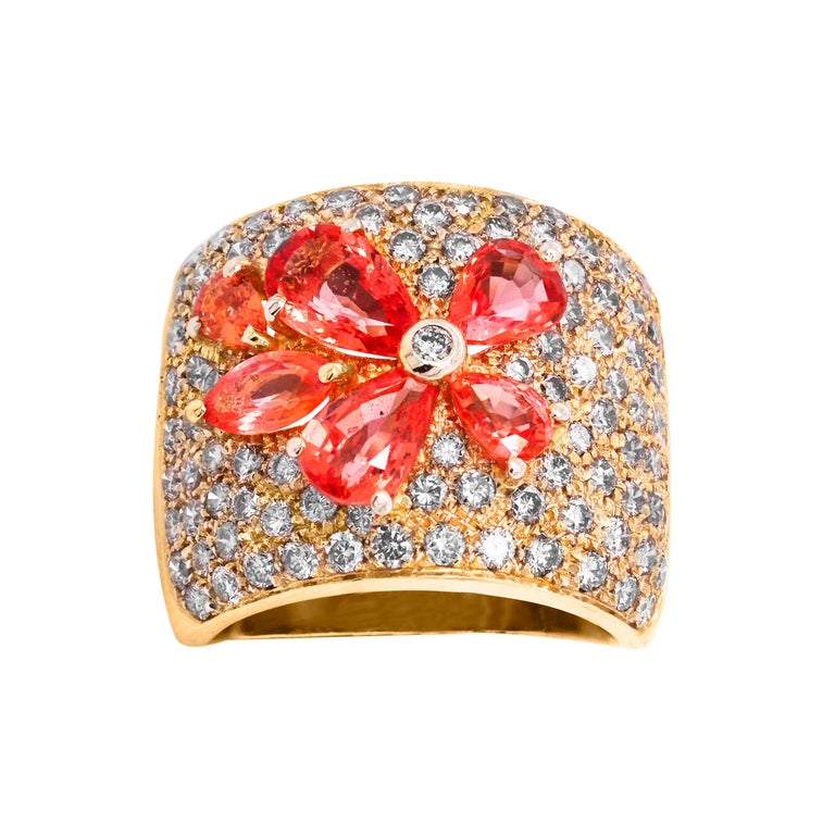 Pear Shape Mexican Opal 18 Karat Yellow Gold Diamond Wide Cigar Band ...