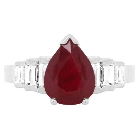 18k White Gold Baguette, Round, Pear Shape Diamond Ring Band For Sale ...