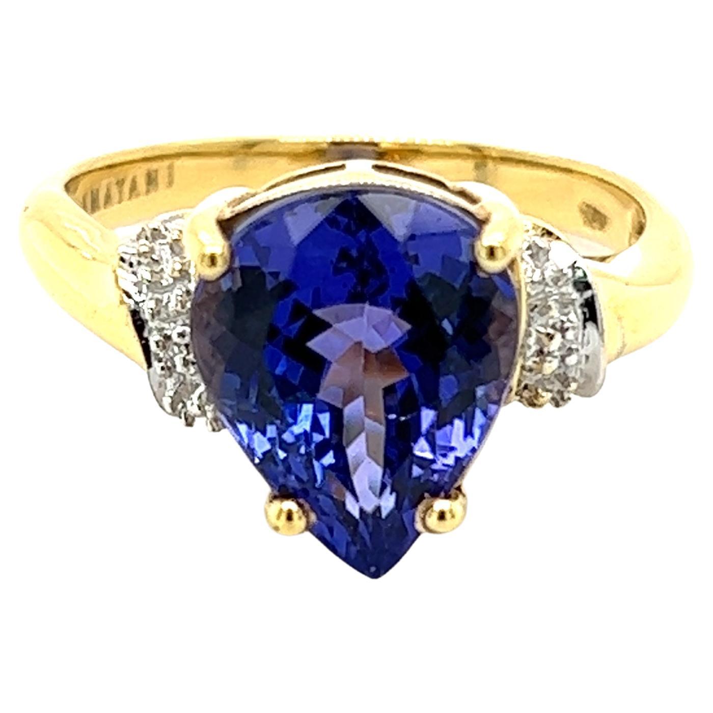 AAA Quality Very Fine Tanzanite in 18 Karat Yellow Gold with Diamonds ...