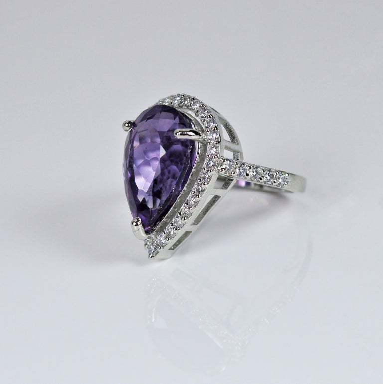 Pear Shaped Amethyst Ring For Sale at 1stDibs