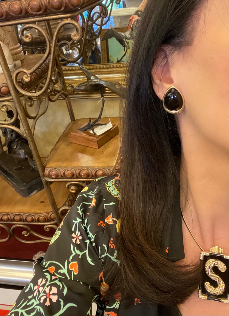 Pear Shaped Black Onyx 14 Karat Yellow Gold Earrings Peter Brams ...