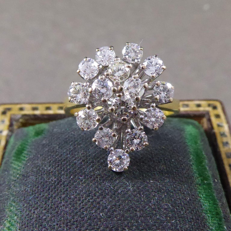 1.50 Carat Brilliant Cut Diamond Ring in a Cocktail Cluster Style For ...