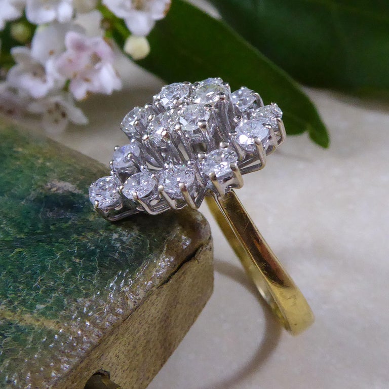 1.50 Carat Brilliant Cut Diamond Ring in a Cocktail Cluster Style For ...