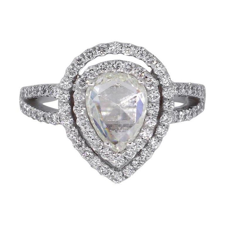 Pear Shaped Diamond Double Halo Ring For Sale at 1stDibs | double halo ... Pear Shaped Diamond Double Halo Ring For Sale at 1stDibs | double halo ...