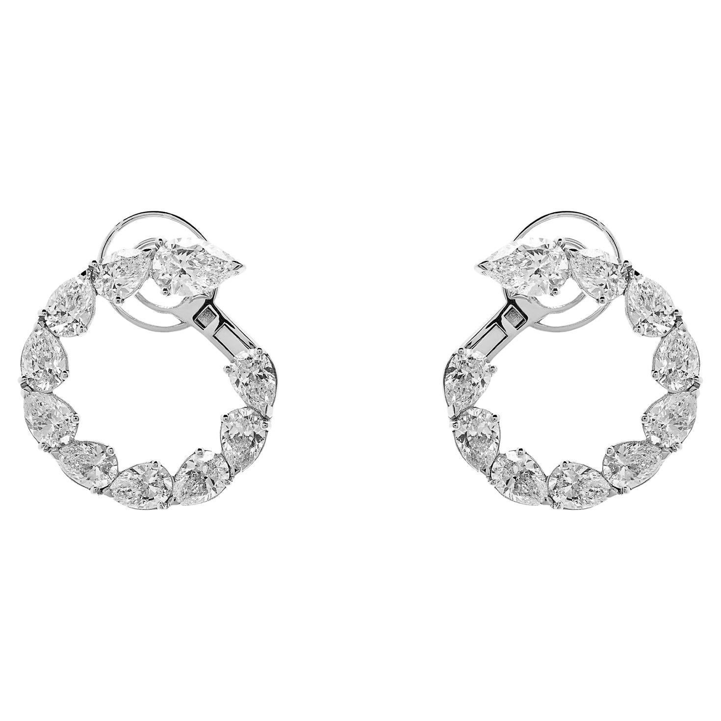 Pear-Shaped Diamond Hoop Earrings For Sale at 1stDibs