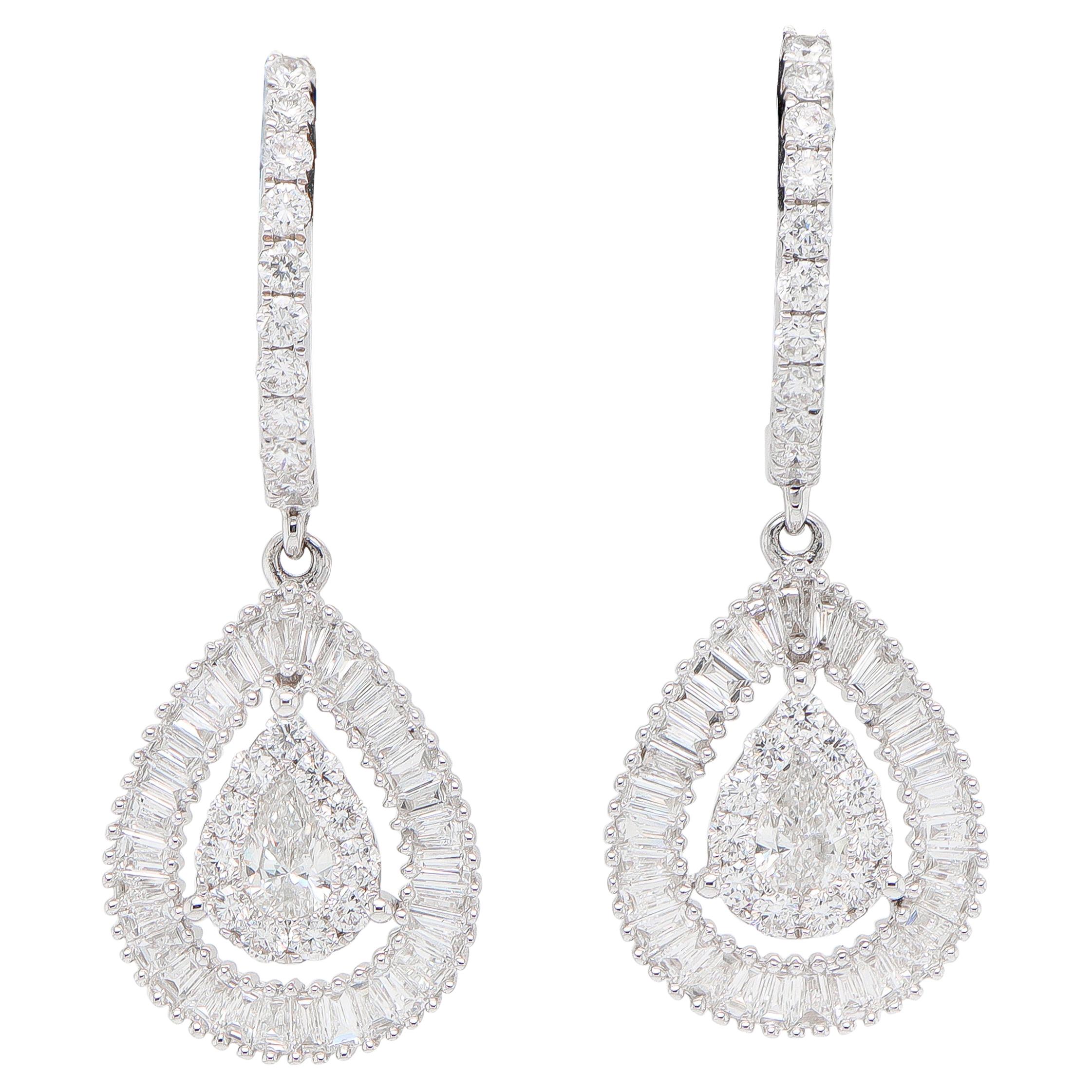 AS29 18 Karat Black Gold Bombee Pear Shaped Diamond Earrings For Sale ...