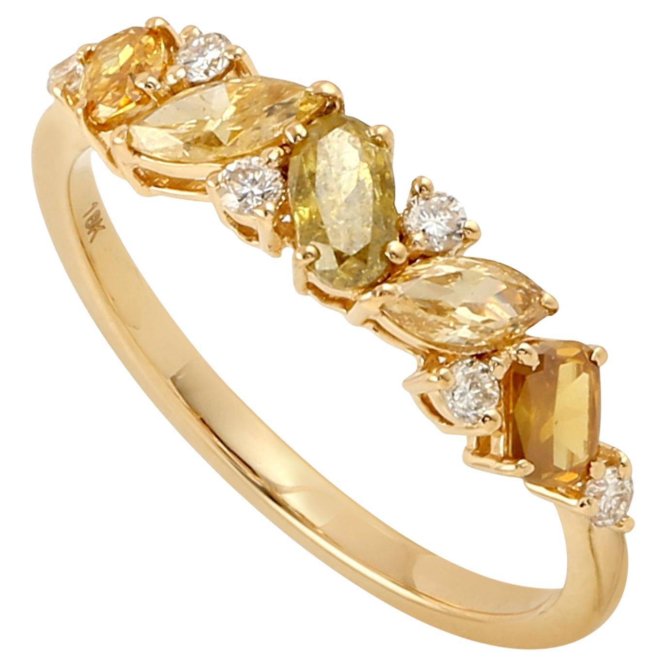 Pear Shaped Ice Diamond Band Ring Made In 18k Yellow Gold For Sale at ...