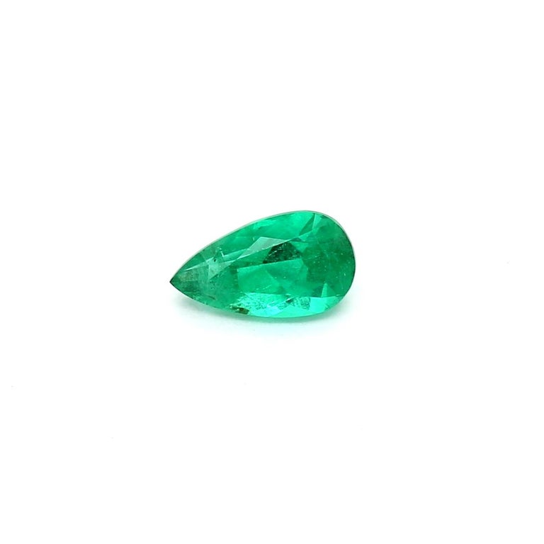 Pear-shaped Intense Green Emerald Ring Gem 0.57 Carat Weight For Sale ...
