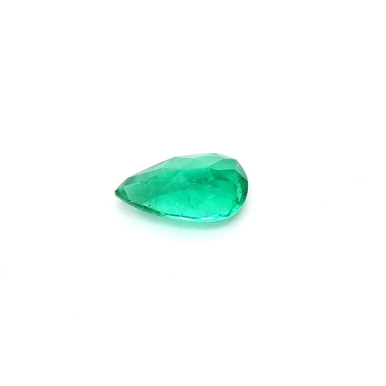 Pear-shaped Intense Green Emerald Ring Gem 0.57 Carat Weight For Sale ...