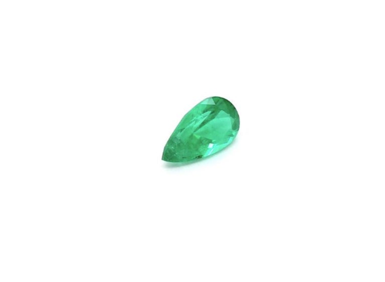 Pear-shaped Intense Green Emerald Ring Gem 0.57 Carat Weight For Sale ...