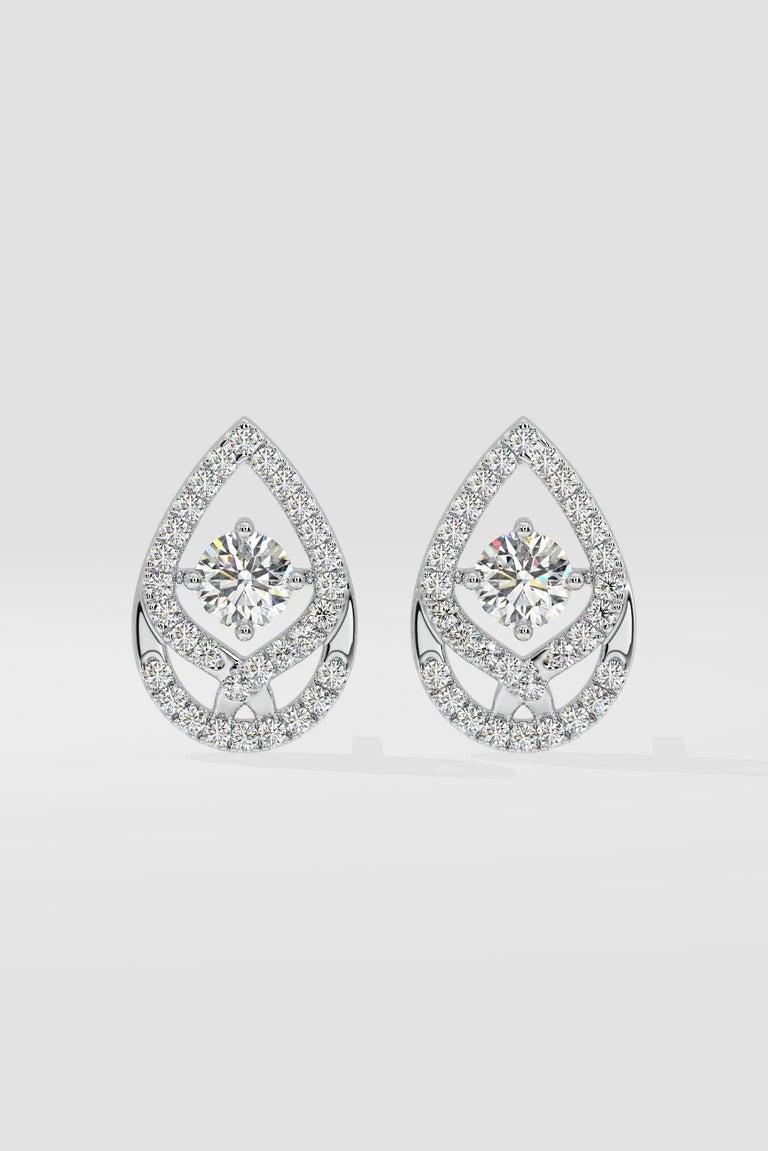 Pear-Shaped Moissanite Earrings 925 Sterling Silver Drop Round Studs ...