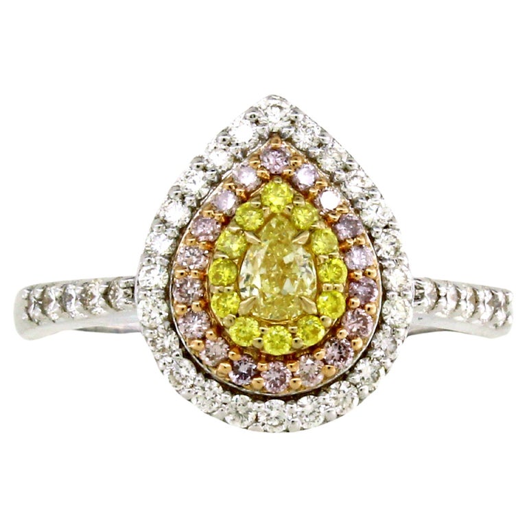 Pear Shaped Yellow Diamond Ring For Sale at 1stDibs