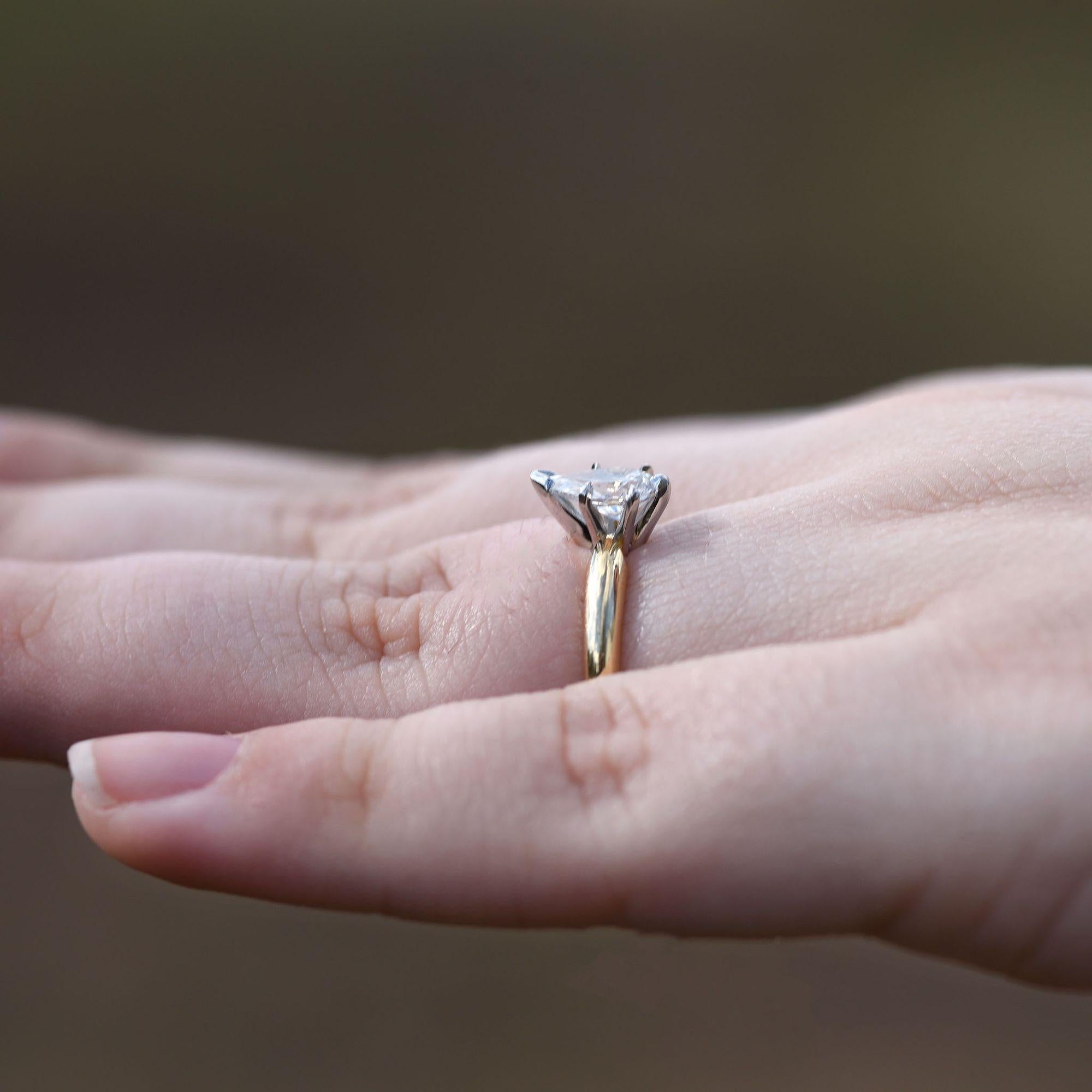 Pear Solitaire Diamond Engagement Ring For Sale at 1stDibs
