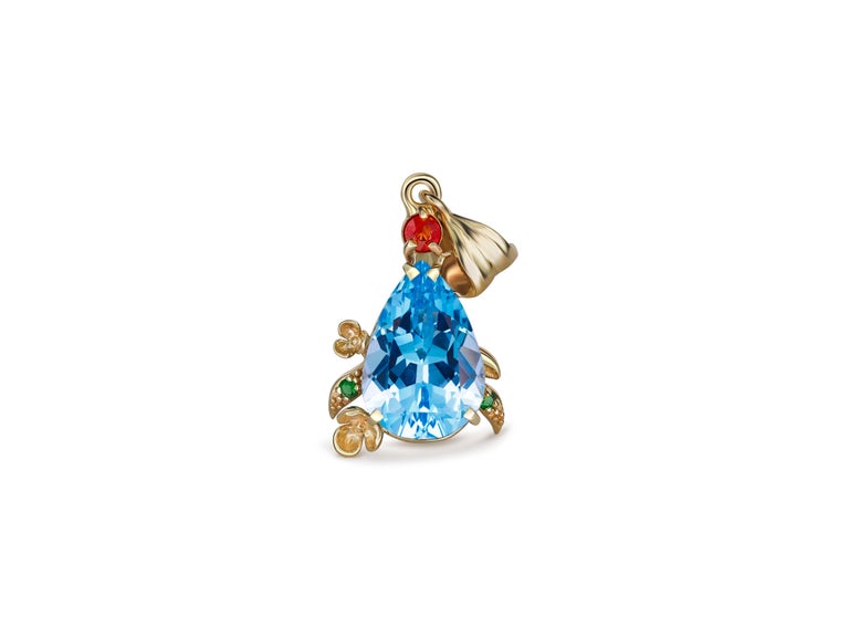Pear Topaz Pendant in 14 Karat Gold For Sale at 1stDibs