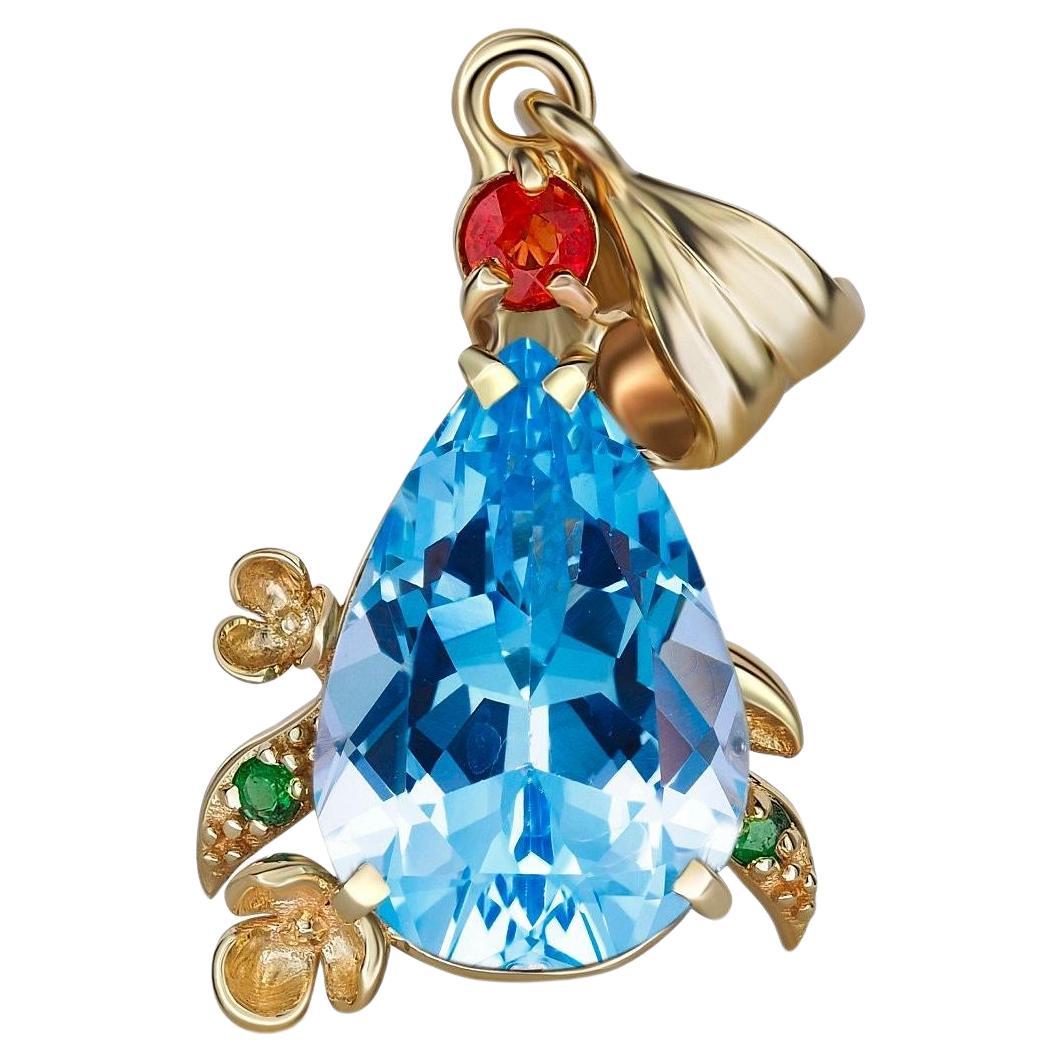 Pear Topaz Pendant in 14 Karat Gold For Sale at 1stDibs