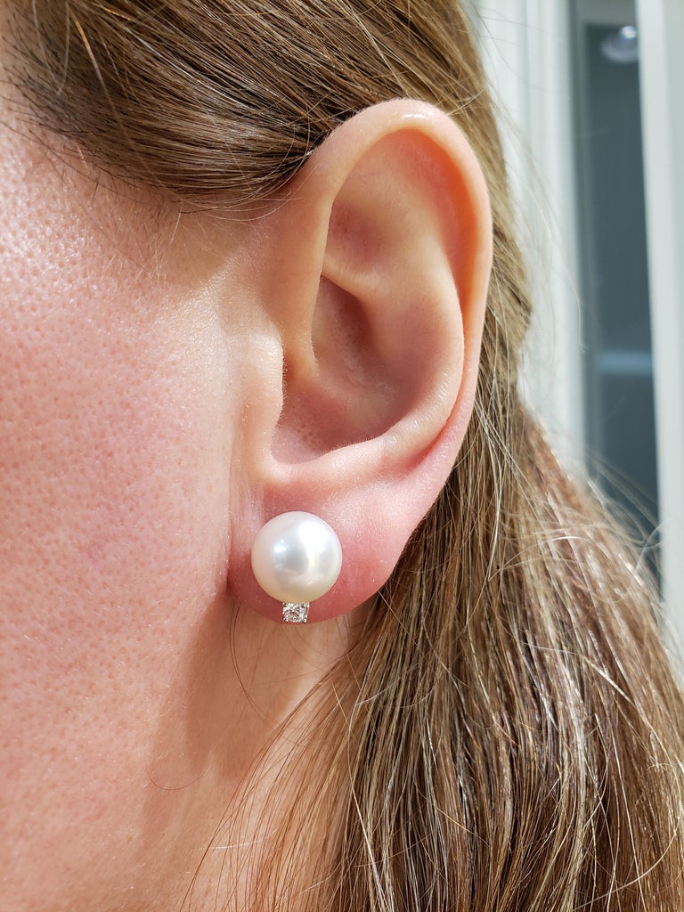 Pearl and Diamond Stud Earrings For Sale at 1stdibs Pearl and Diamond Stud Earrings For Sale at 1stdibs