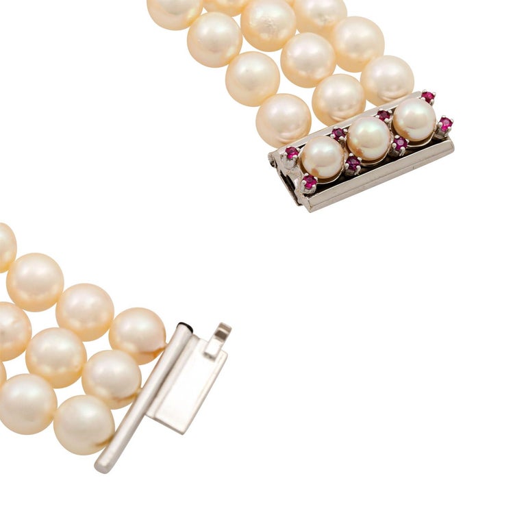 Pearl Bracelet, 3 Rows For Sale at 1stDibs