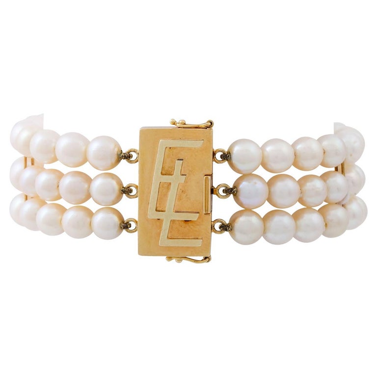 Pearl Bracelet 3 Rows For Sale at 1stDibs
