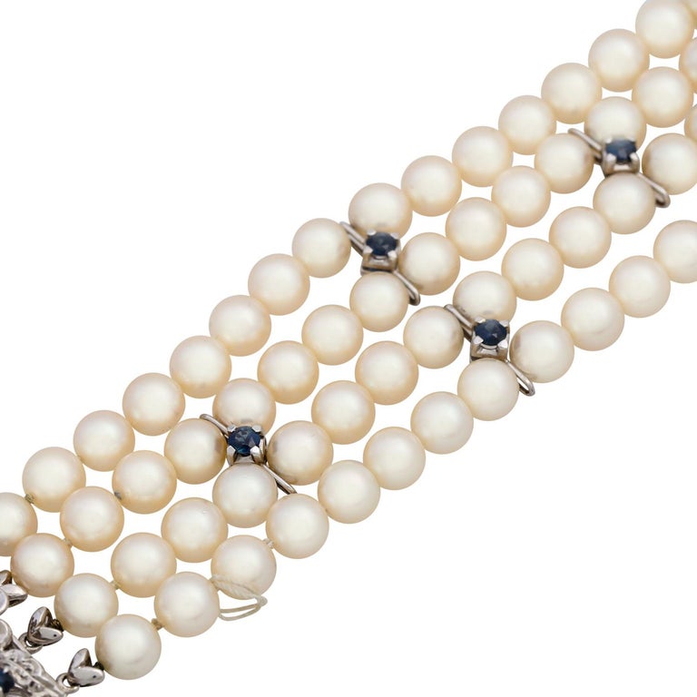 Pearl Bracelet, 4 Rows For Sale at 1stDibs