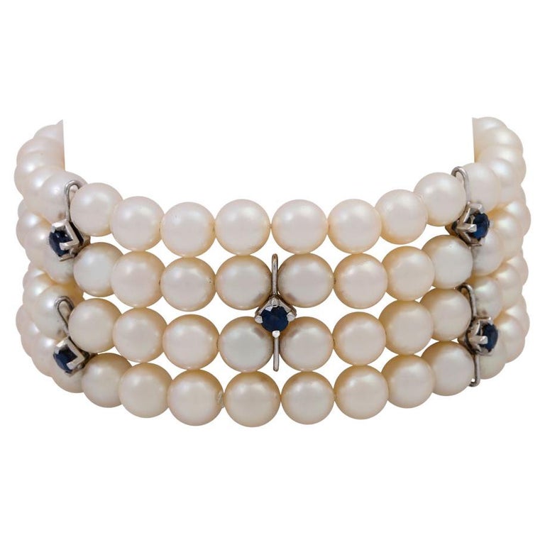 Pearl Bracelet, 4 Rows For Sale at 1stDibs