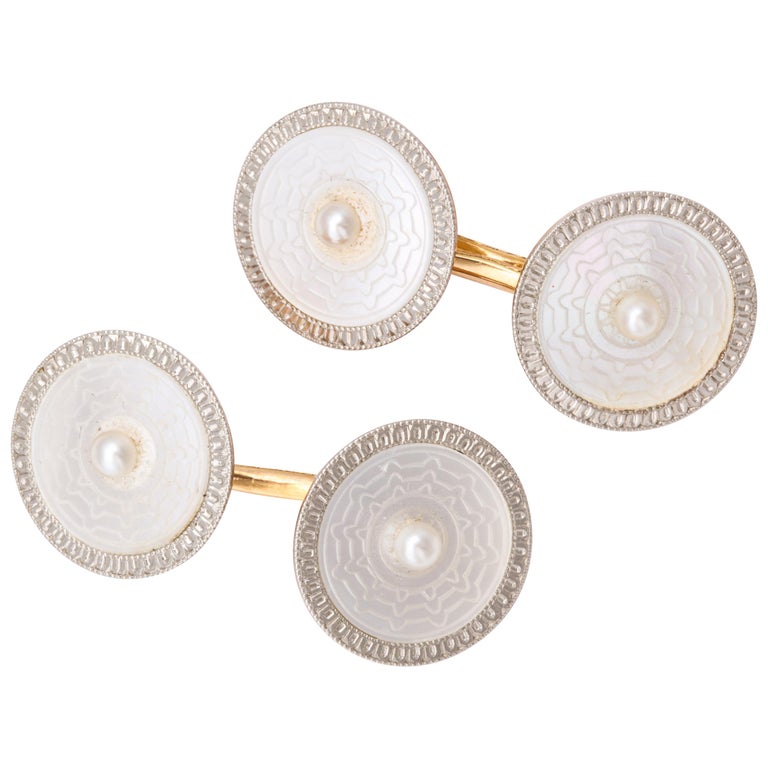 Pearl Cufflink Set For Sale at 1stDibs